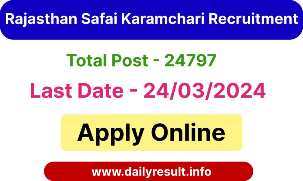 Rajasthan Safai Karamchari Online Form 2024, Apply Online, Total 24,797 ...